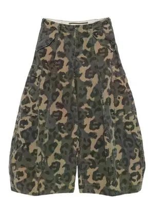 R13 Leopard Print Cotton Cargo Pants - Grey