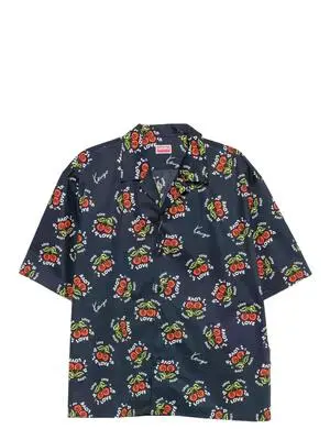 Kenzo Cherry-print Short-sleeve Shirt - Blue
