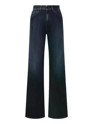 DONDUP Wide-leg Jeans With Logo Patch - Blue