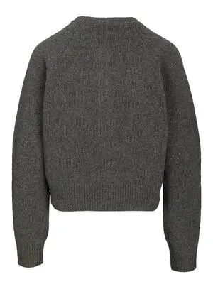 Max Mara Virgin Wool Crewneck Cardigan - Grey