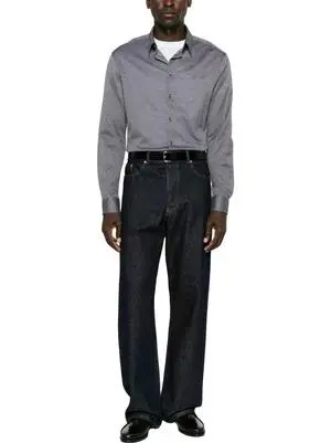 Giorgio Armani Geometric-print Long-sleeve Shirt - Blue