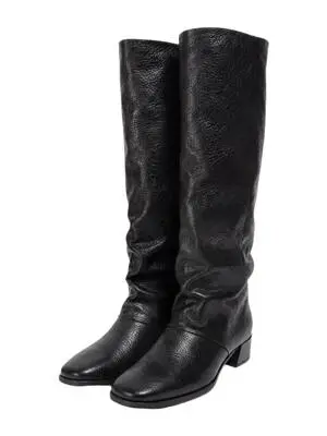 P.a.r.o.s.h Grainy Effect Slouch Boots - Black
