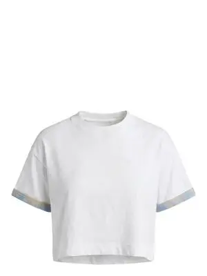 ASKK NY Check Cuff Cropped T-shirt - White