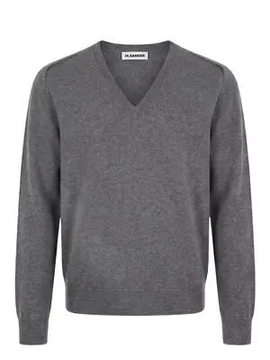 JIL SANDER V-neck Cashmere Sweater - Grey