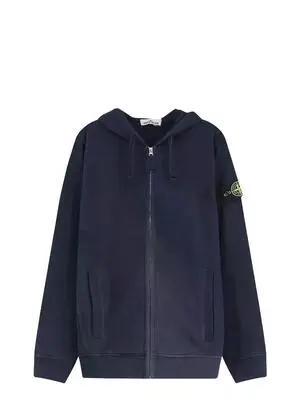 Stone Island Logo-patch Zip-up Hoodie - Blue
