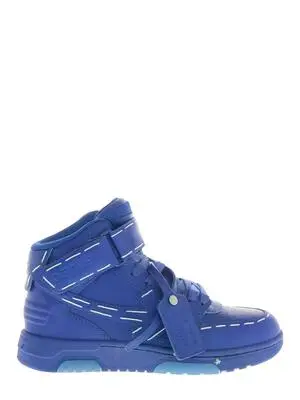 Off-White High-top Sneakers With Contrast Stitching - Blue