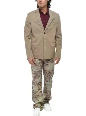 Off-White Cotton Twill Blazer With Flap Pockets - Neutrals