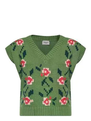 Max Mara Alamaro Intarsia Knit Vest - Green