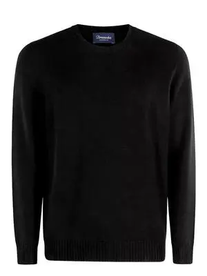 DRUMOHR Crew Neck Long Sleeve Fine Knit Sweater - Black