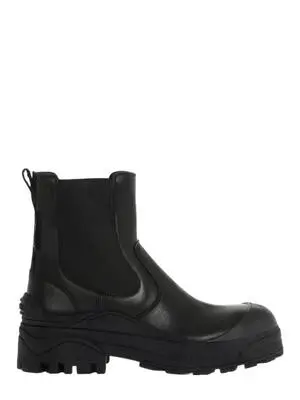 Dsquared2 Leather Ankle Boots With Lug Sole - Black