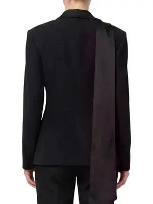 Attico Tuxedo Jacket With Sash Detail - Black
