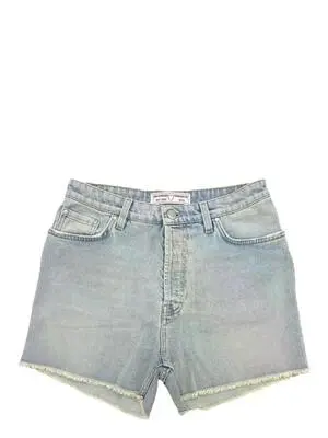 HTC LOS ANGELES Raw-cut Denim Shorts With Logo Patch - Blue