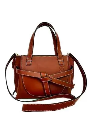 Loewe Loewe Gate Knotted Leather Tote Bag Brown