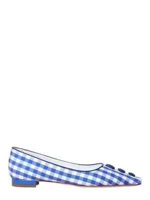 Manolo Blahnik Alexa Gingham Print Button-embellished Pumps - Blue