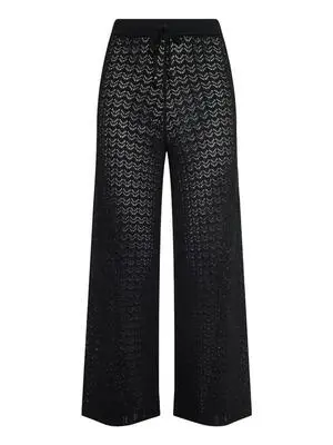 L'Agence Gaelle Pointelle-knit Trousers - Black
