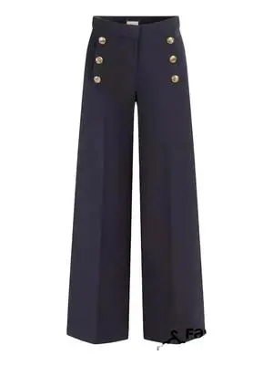 Seductive Bridget Button-embellished Trousers - Blue