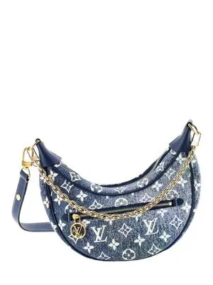 LOUIS VUITTON Monogram Jacquard Denim Loop Hobo Bag - Blue