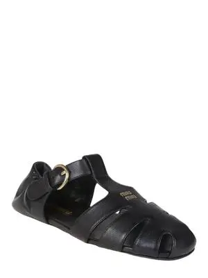Miu Miu Logo-lettering Caged Sandals - Black