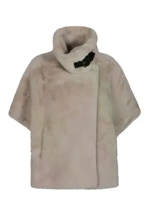Pinko Faux-fur Buckle-detail Jacket - Neutrals