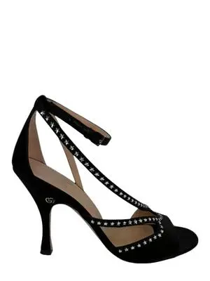 Gucci Satin Star Embellished Heeled Sandals - Black