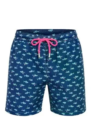 MC2 SAINT BARTH Shark Print Swim Shorts - Blue
