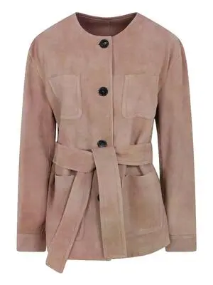 Max Mara Max Mara Bohemia Belted Suede Jacket Neutrals