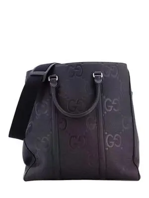 Gucci Jumbo Gg Embossed Leather Medium Tote Bag - Black