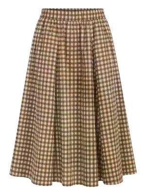 THE LITTLE PROJECT Gingham Check Midi Skirt - Brown