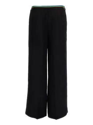 Plan C Straight-leg Elasticated Waistband Trousers - Black