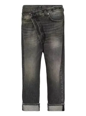 R13 Crossover Waist Turned-up Jeans - Black