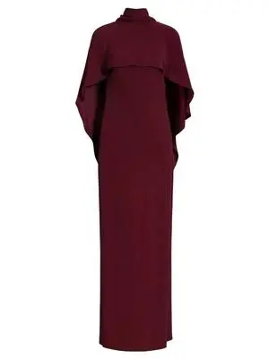 Alberta Ferretti Cape Detail High Neck Maxi Dress - Red