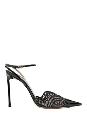 TOM FORD Lace-panelled Patent Leather Pumps - Black