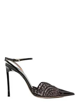TOM FORD TOM FORD Lace-Panelled Patent Leather Pumps Black