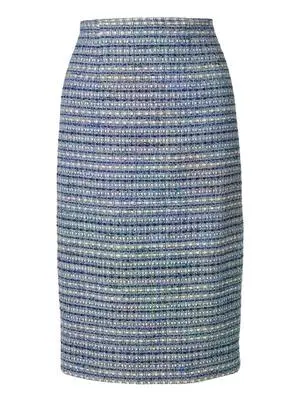 Carolina Herrera Tweed Pencil Midi Skirt - Blue