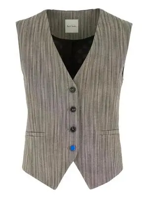 Paul Smith Tailored Waistcoat With Polka Dot Back - Grey