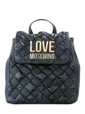 Moschino Quilted Logo Plaque Backpack - Black