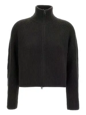 LISA YANG Heavy-knit Zip-up Sweater - Black