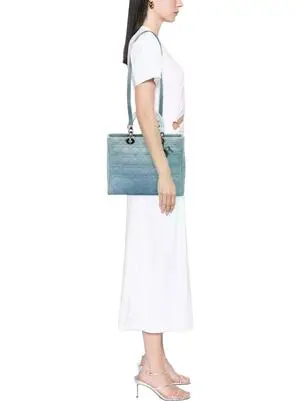 Dior Large Denim Lady Satchel - Blue