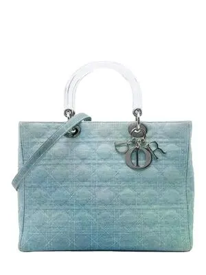 Dior Large Denim Lady Satchel - Blue