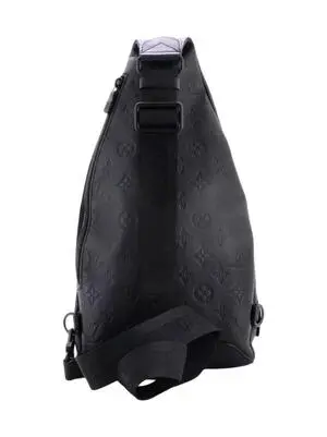 LOUIS VUITTON Duo Sling Bag Monogram Shadow Leather Crossbody Bag - Black