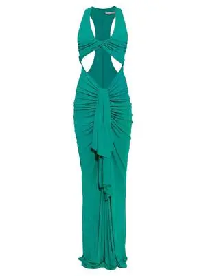 Christopher Esber Vivenda Maxi Draped Cutout Dress - Green