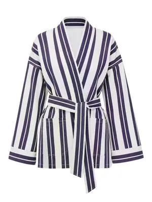 FORTE_FORTE Striped Jacket - Blue