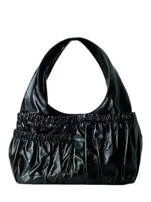 Marni Gathered Leather Tote Bag - Black
