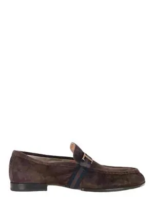 TOD'S Suede Loafers With T Timeless Plaque - Brown