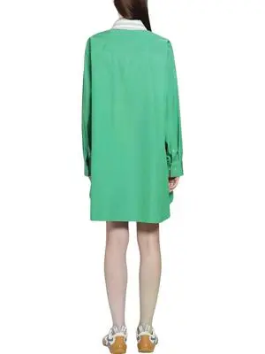 Loewe LOEWE Cotton Poplin Shirt Dress With Contrast Collar And Cuffs Green
