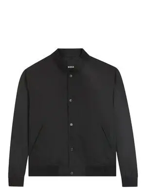 BOSS Water-repellent Jacket With Monogram-pattern Sleeves - Black