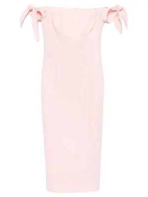 Carolina Herrera Carolina Herrera Off-Shoulder Bow Detail Midi Dress Pink