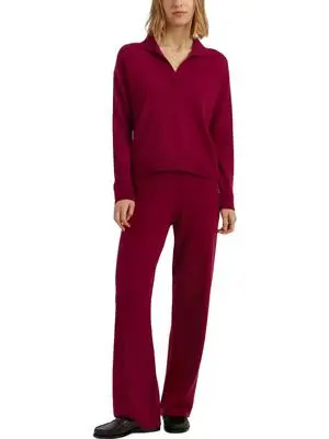 Chinti & Parker Ribbed Collar Long Sleeve Sweater - Red