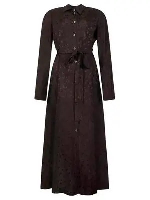Pinko Floral Jacquard Belted Maxi Dress - Brown