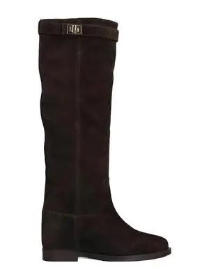 VIA ROMA 15 Suede Inner-wedge Knee-high Boots - Brown